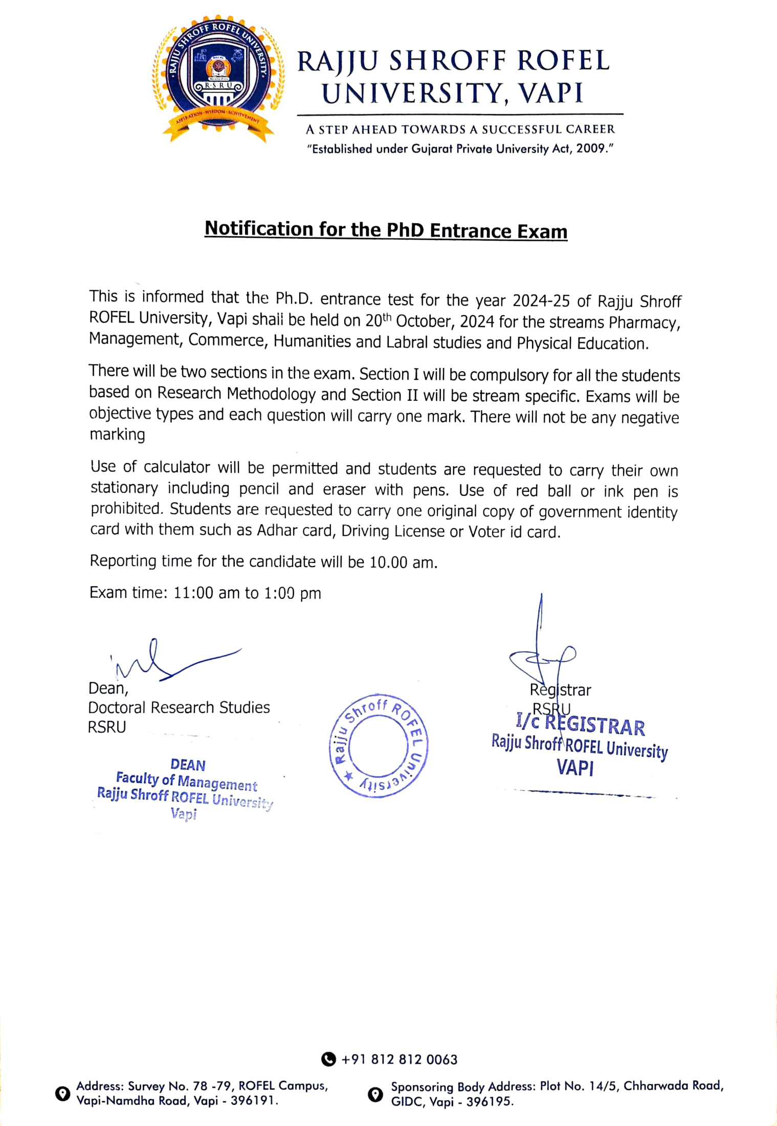 Rajju Shroff Rofel University, Vapi